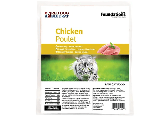 Red Dog Blue Kat Chicken Recipe Frozen Raw Cat Food - 4 x 1/4 lb Tray ...
