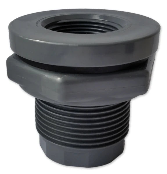Heavy Duty PVC Double Tapped Bulkhead - 1-1/2 Inch